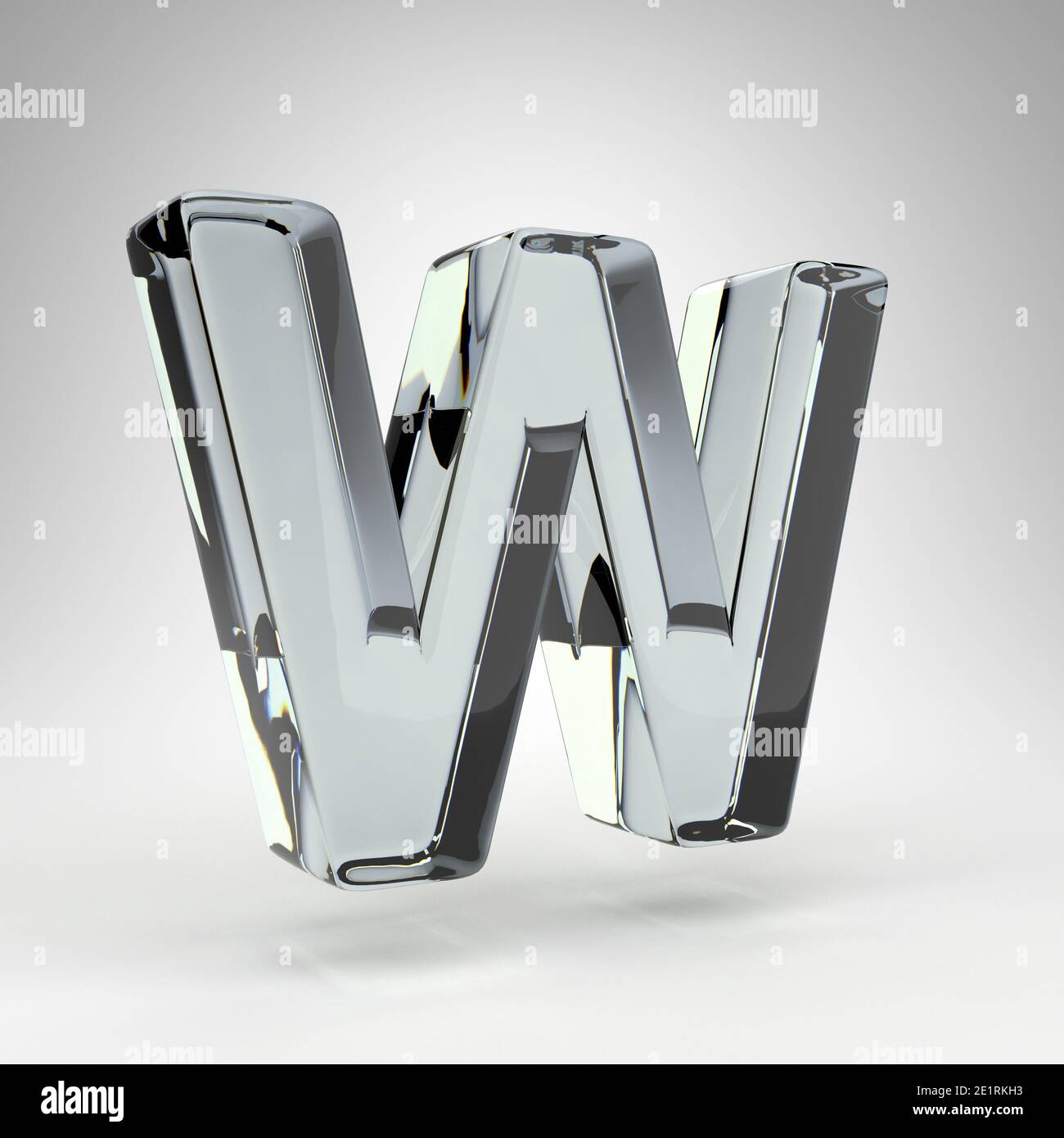 Letter W uppercase on white background. Camera lens transparent glass ...