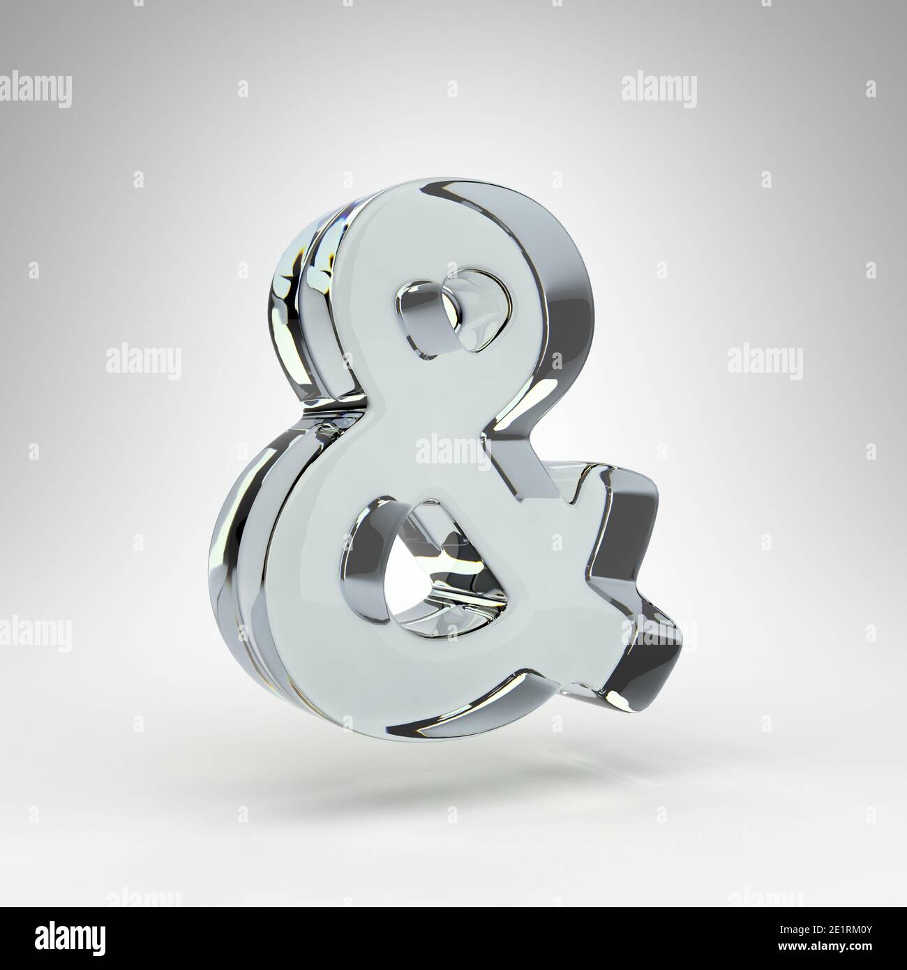 Ampersand symbol on white background. Camera lens transparent glass 3D ...