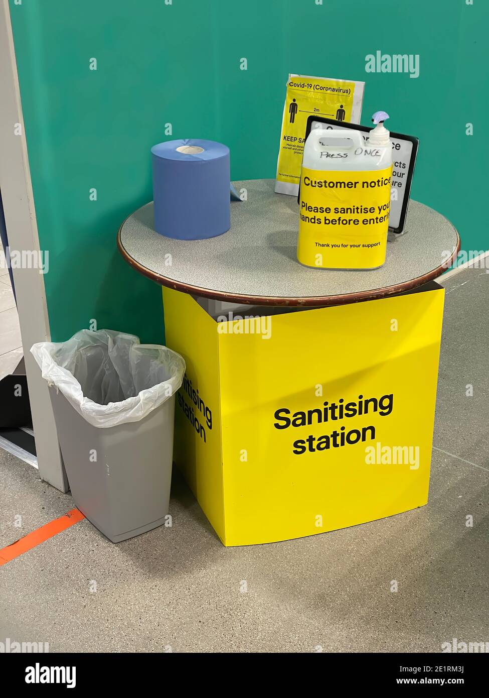 Hand sanitiser dispenser for customer use to wash hands reduce risk of ...