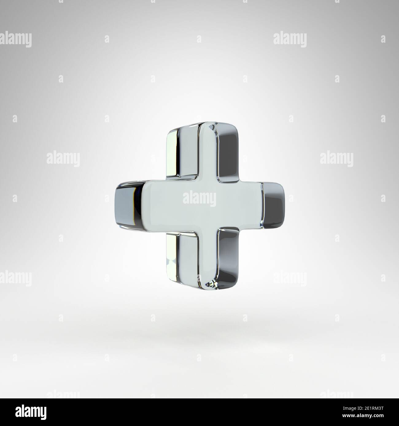 Plus symbol on white background. Camera lens transparent glass 3D ...