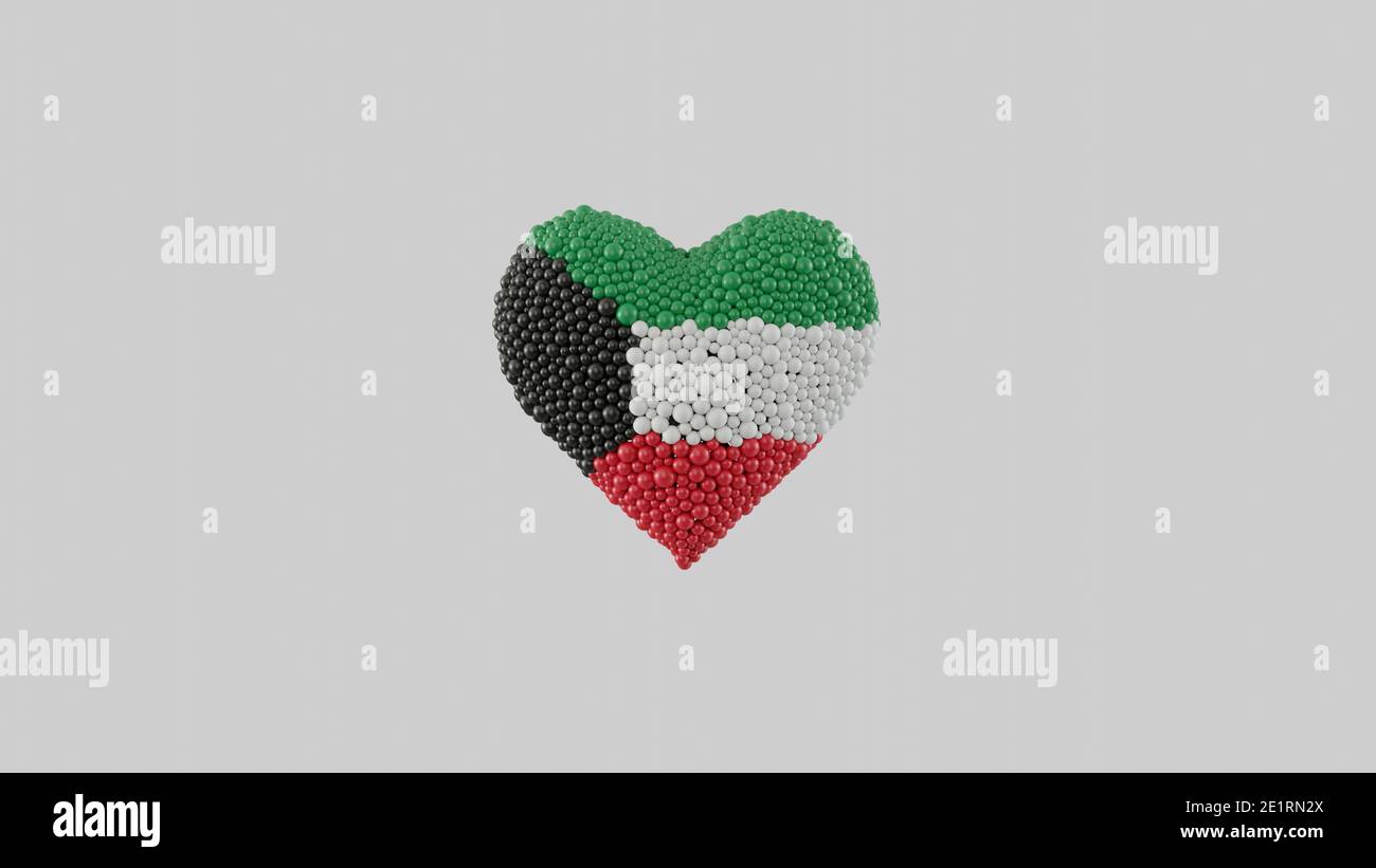 Kuwait National Day. February 25. Heart shape made out of shiny spheres ...