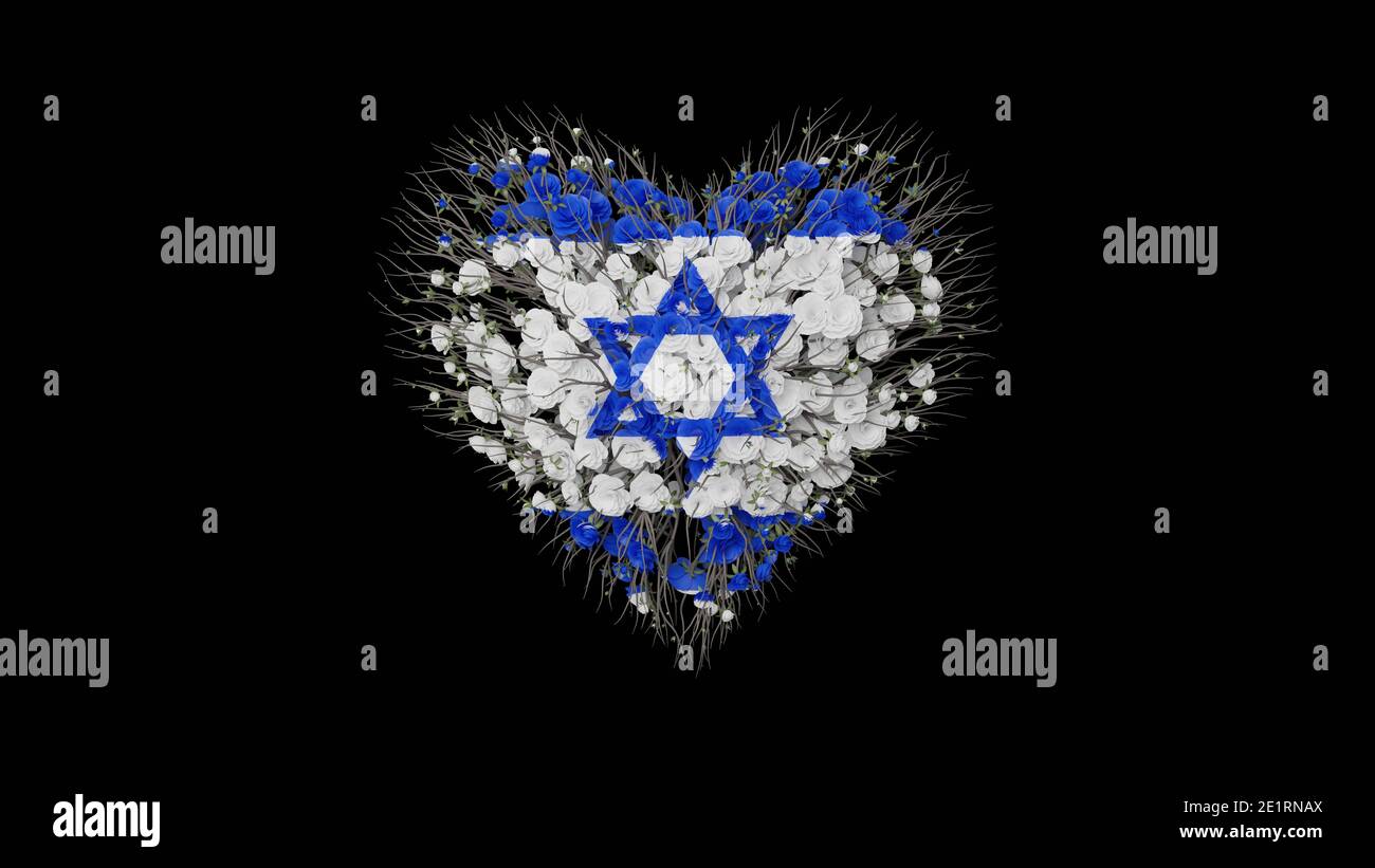 Israel National Day. Independence Day. Heart shape made out of flowers ...