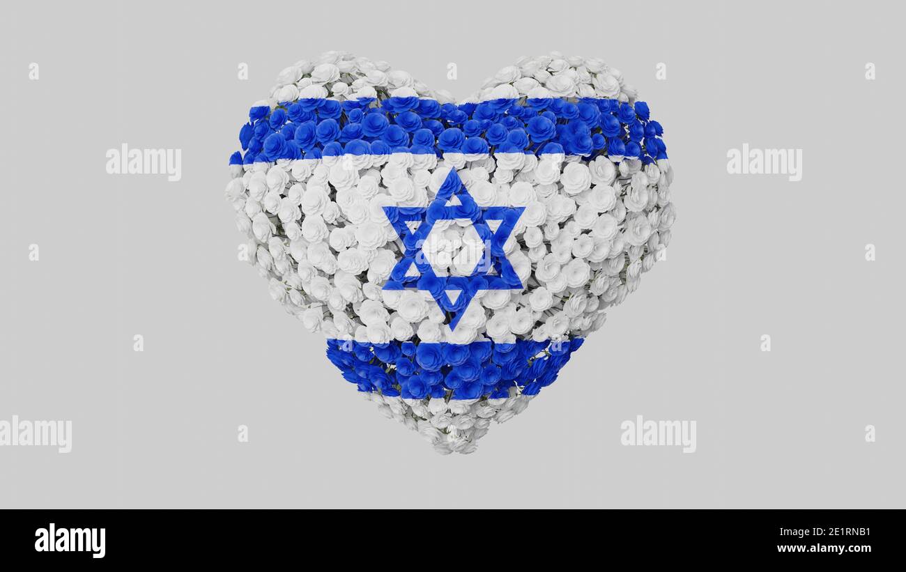 Israel National Day. Independence Day. Heart shape made out of flowers ...
