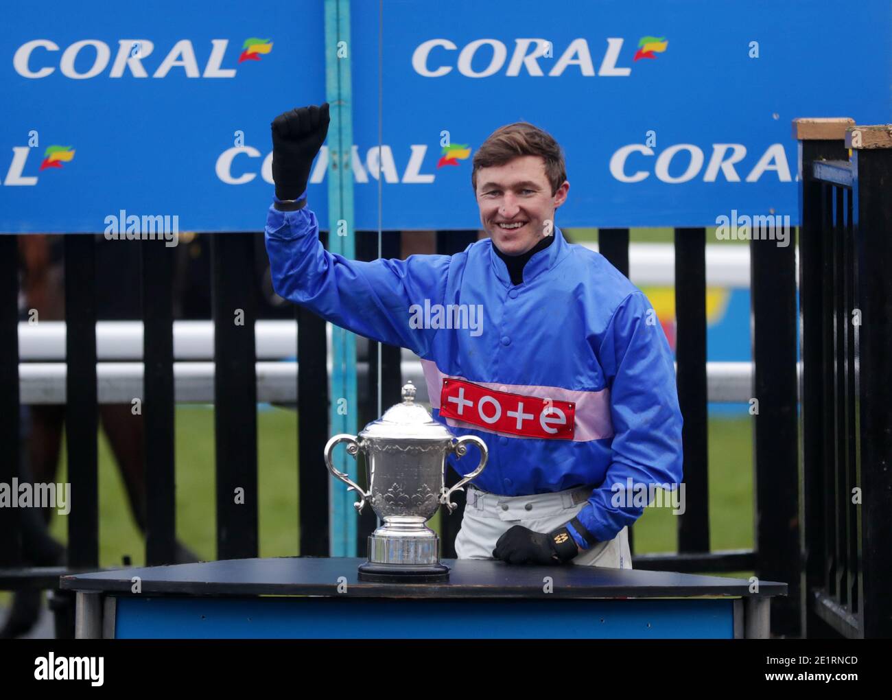 Jockey Adam Wedge celebrates winning the Coral Welsh Grand National ...