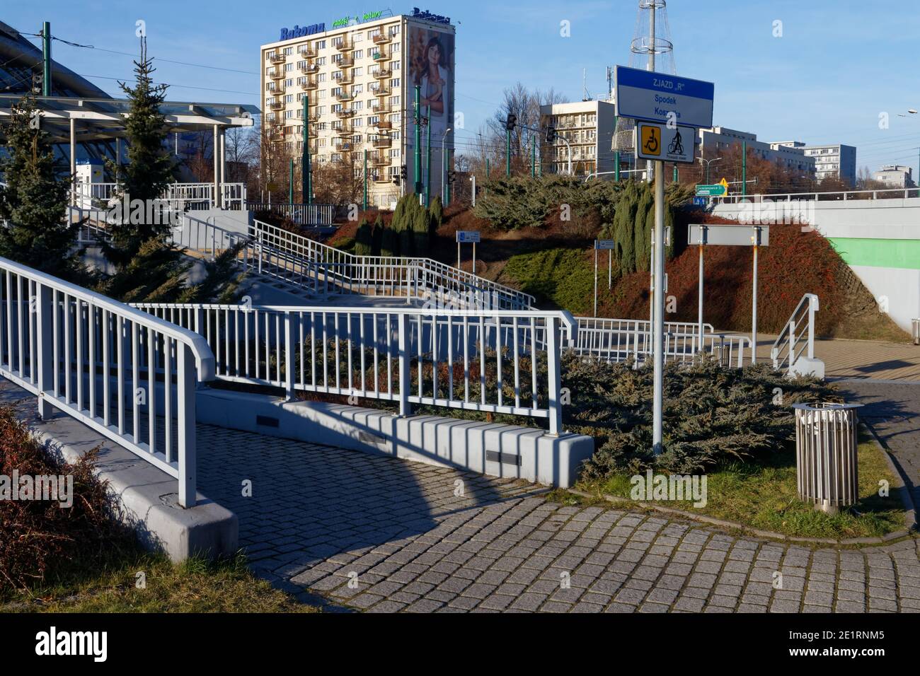 Rondo (Roundabout) in downtown Katowice, important transit interchange ...
