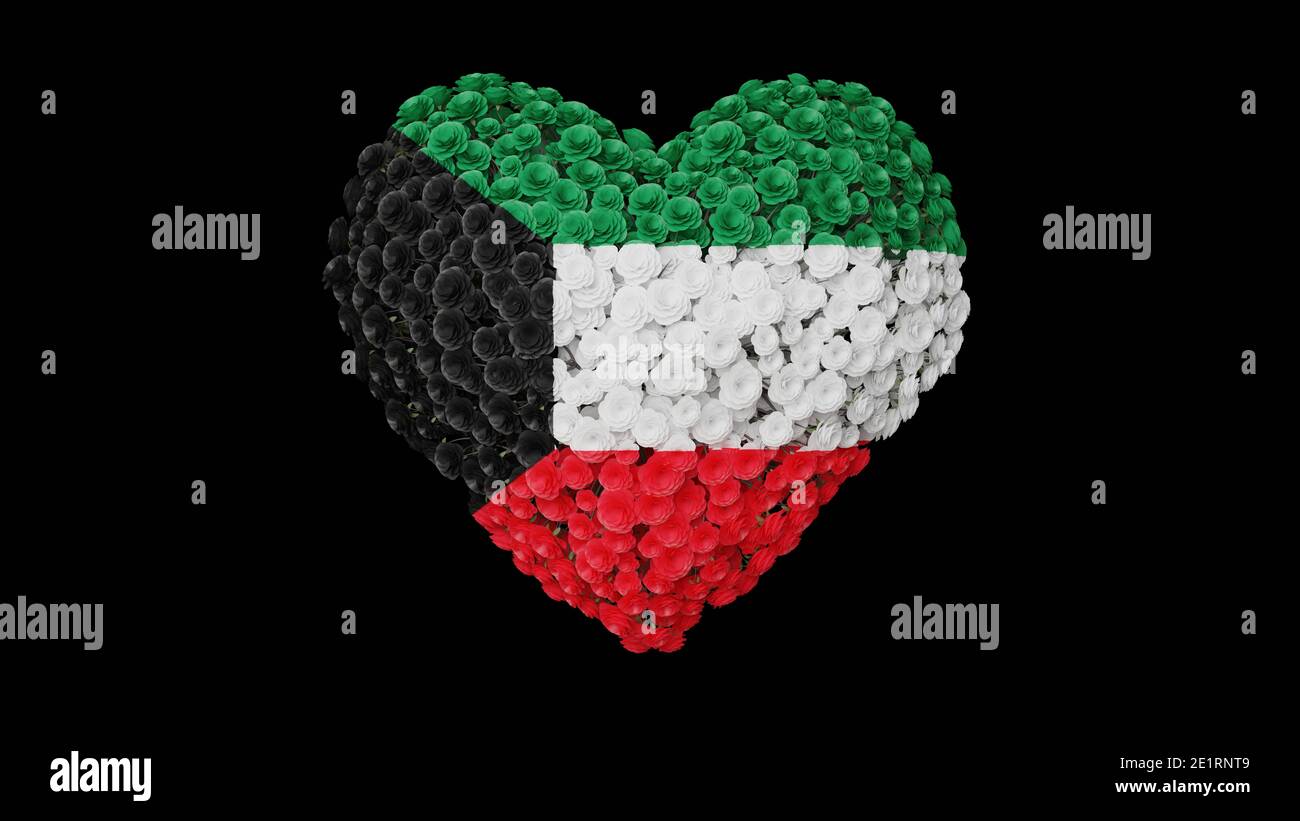 Kuwait National Day. February 25. Heart shape made out of flowers on ...