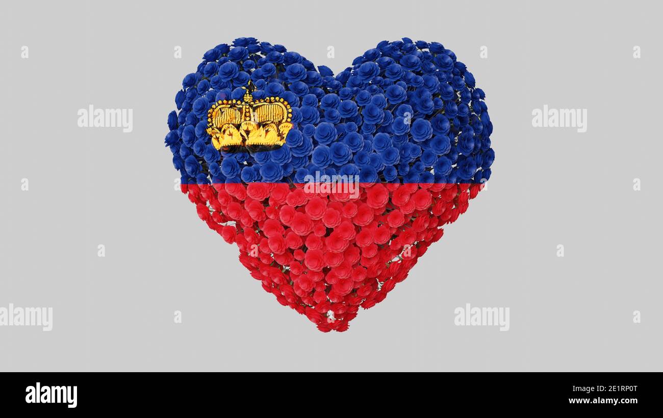 Liechtenstein National Day. August 15. Heart shape made out of flowers ...