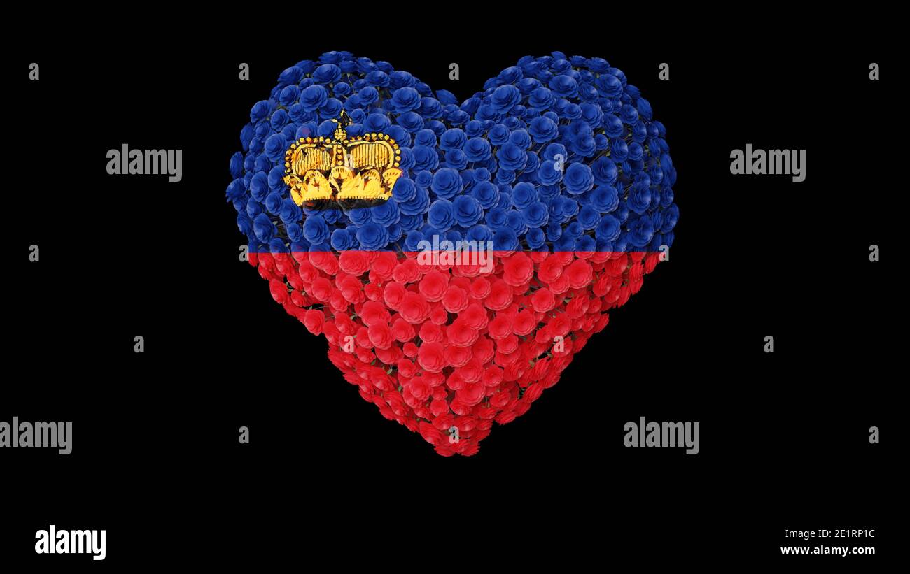Liechtenstein National Day. August 15. Heart shape made out of flowers ...