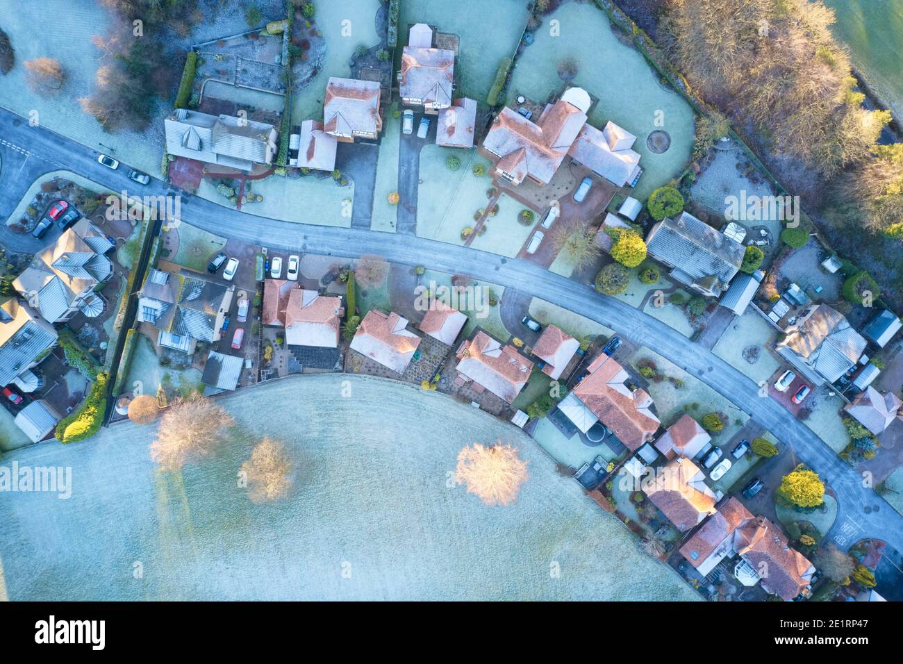 Luxury countryside rural village aerial view from above in St Andrews ...