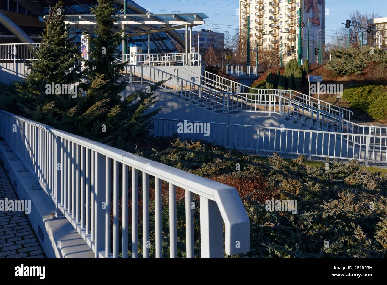 Rondo (Roundabout) in downtown Katowice, important transit interchange ...