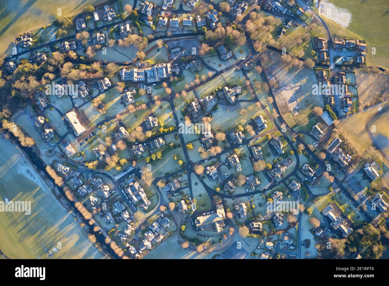 Luxury countryside rural village aerial view from above in St Andrews ...