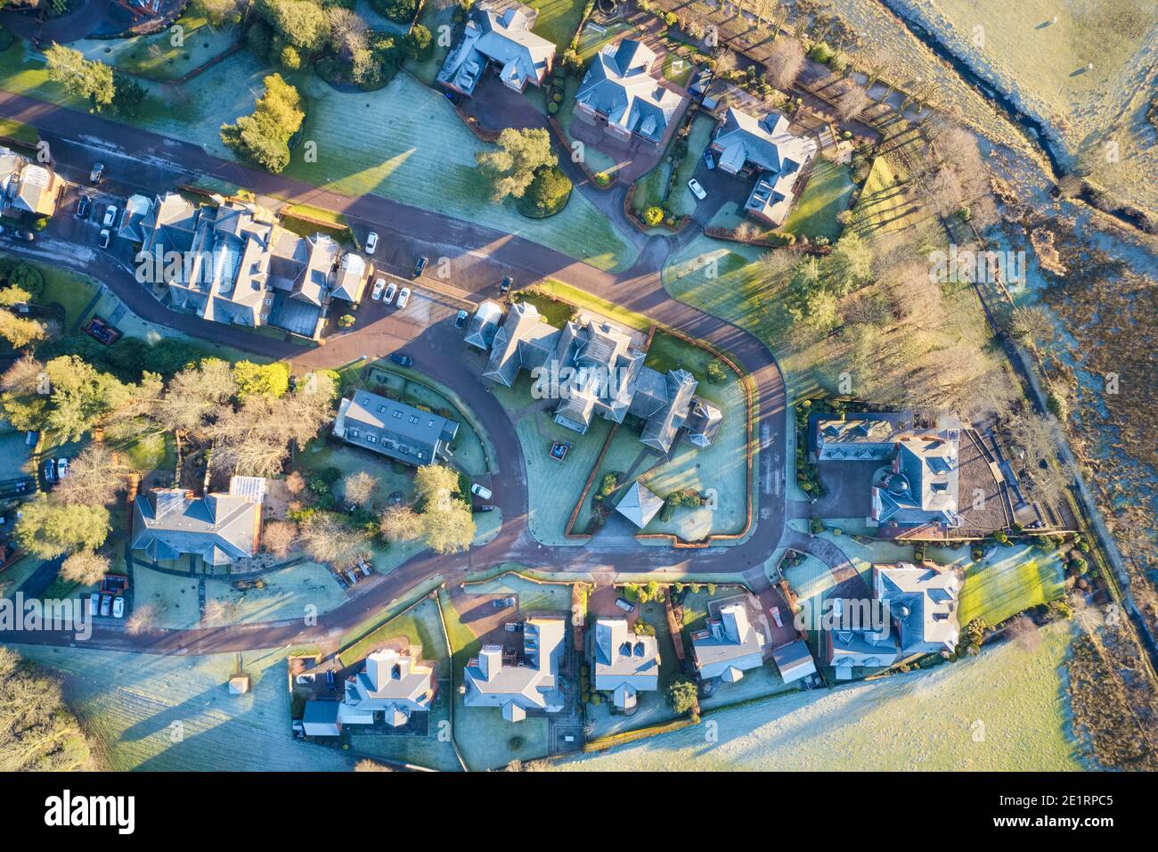 Luxury countryside rural village aerial view from above in St Andrews ...