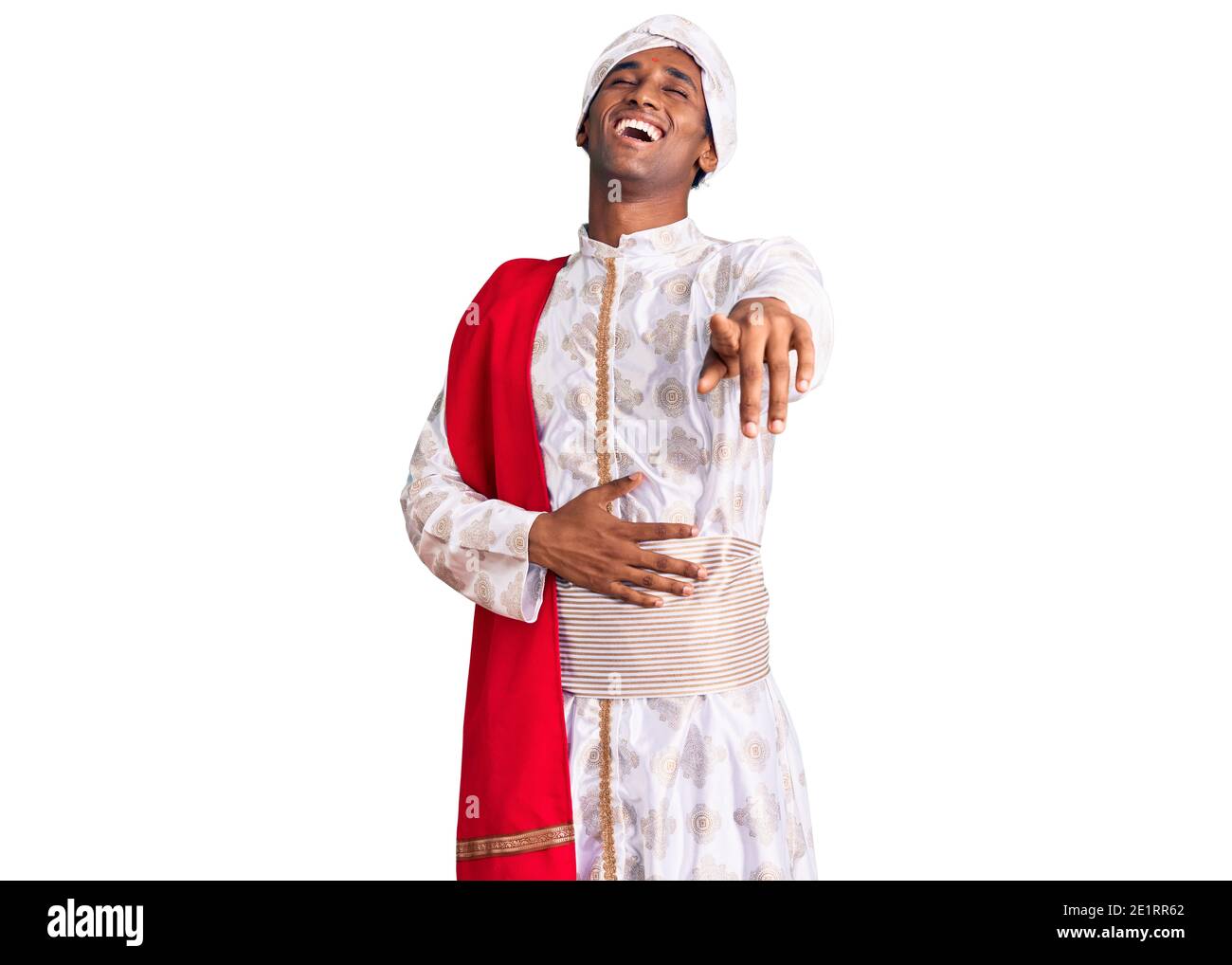 African handsome man wearing tradition sherwani saree clothes laughing ...