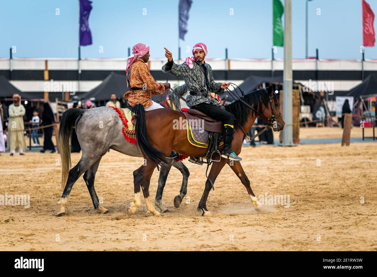 Saudi Arab Horse rider on traditional desert safari festival in abqaiq ...