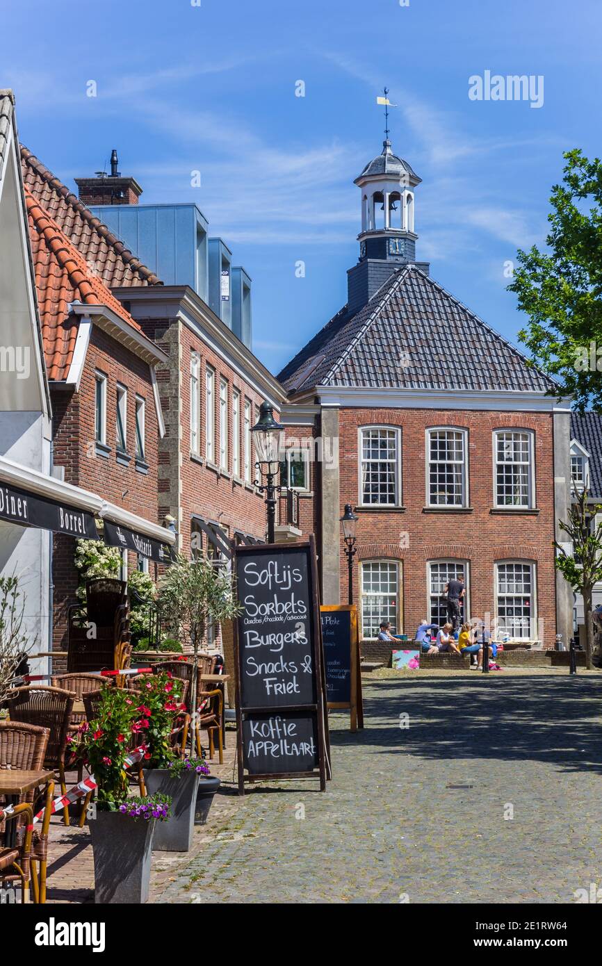 Street leading to the historic town hall of Ootmarsum, Netherlands ...