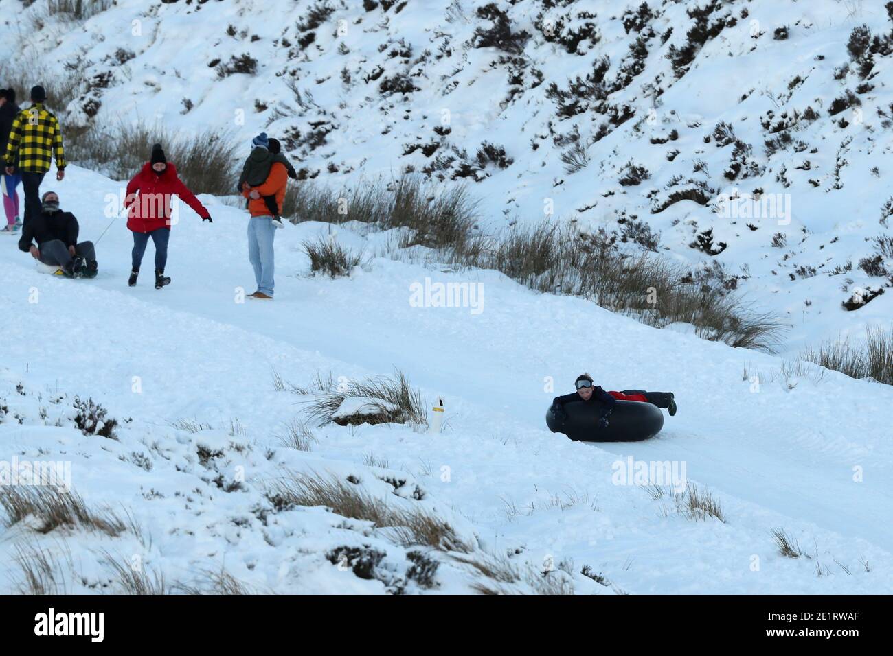 People enjoy the snow in the Wicklow Gap in County Wicklow, Ireland ...