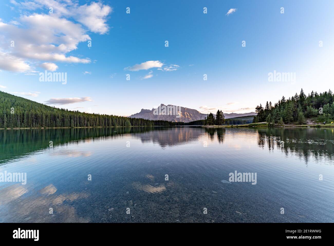 Two Jack Lake at sunset, Banff National Park, Canada Stock Photo - Alamy
