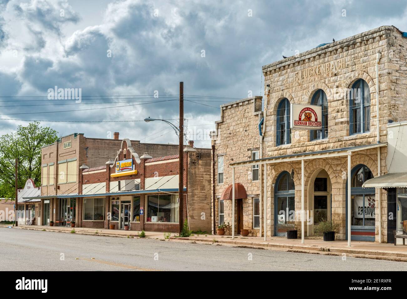 Historic buildings on E San Saba Avenue in Menard, Edwards Plateau ...
