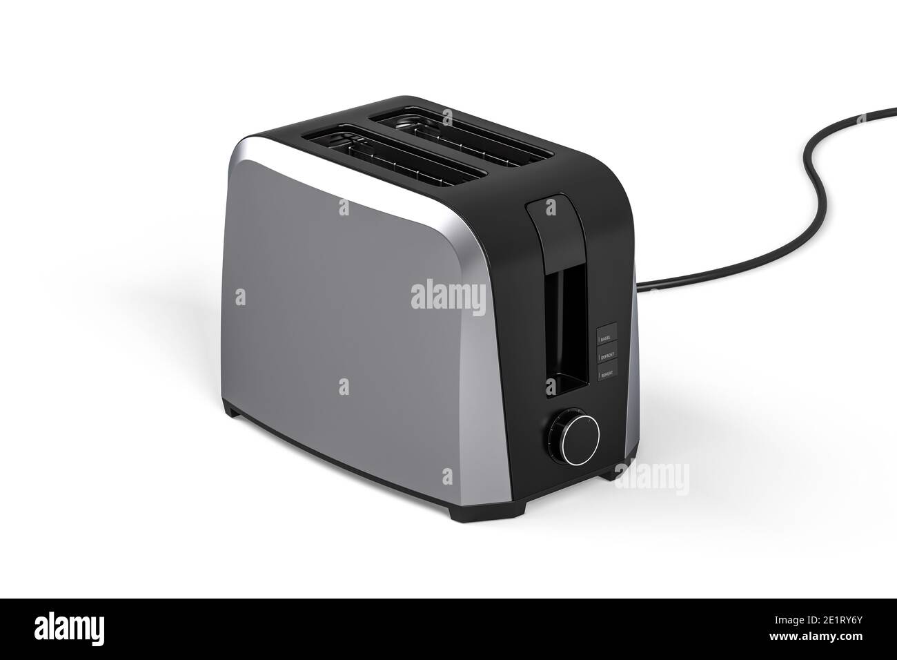 A modern silver toaster isolated on a white background - 3d render ...