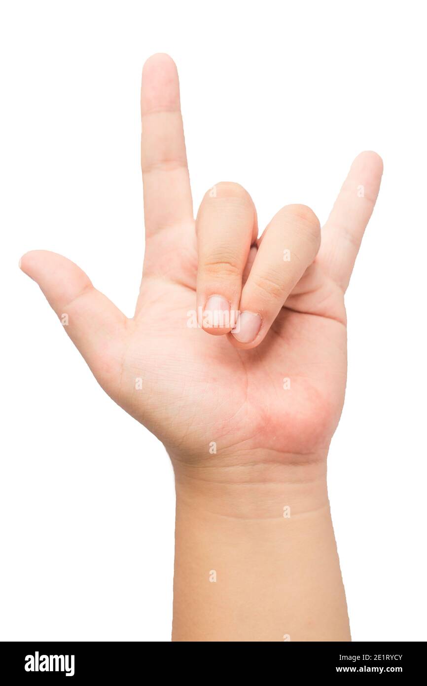 a hand shows love in Sign Language Stock Photo - Alamy