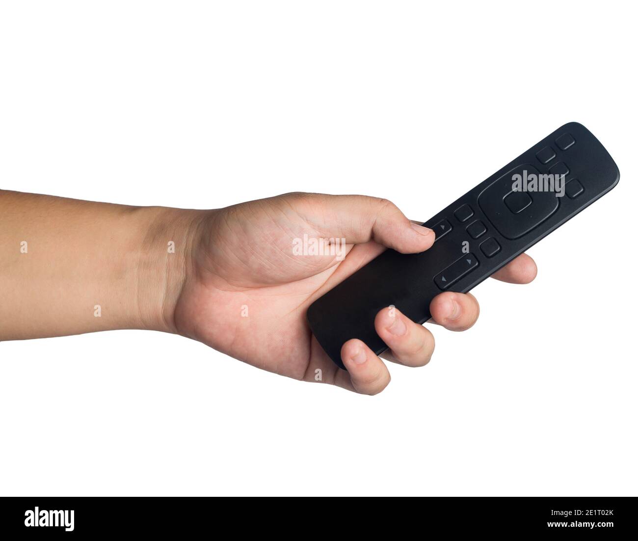 Hand holding one remote panel isolated on white Stock Photo - Alamy