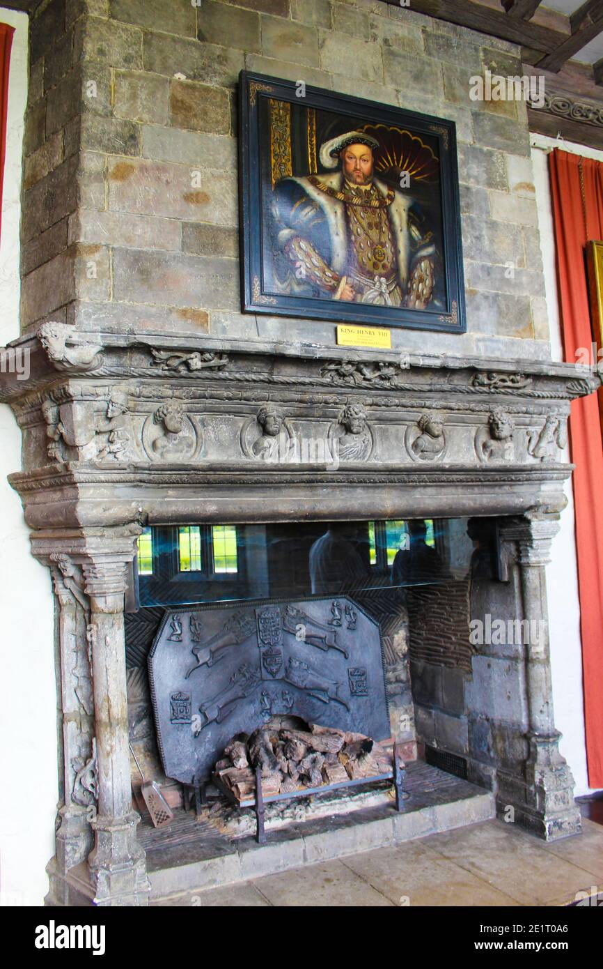 Beautiful interior of Leeds Castle on nice summer day,tourists enjoying ...