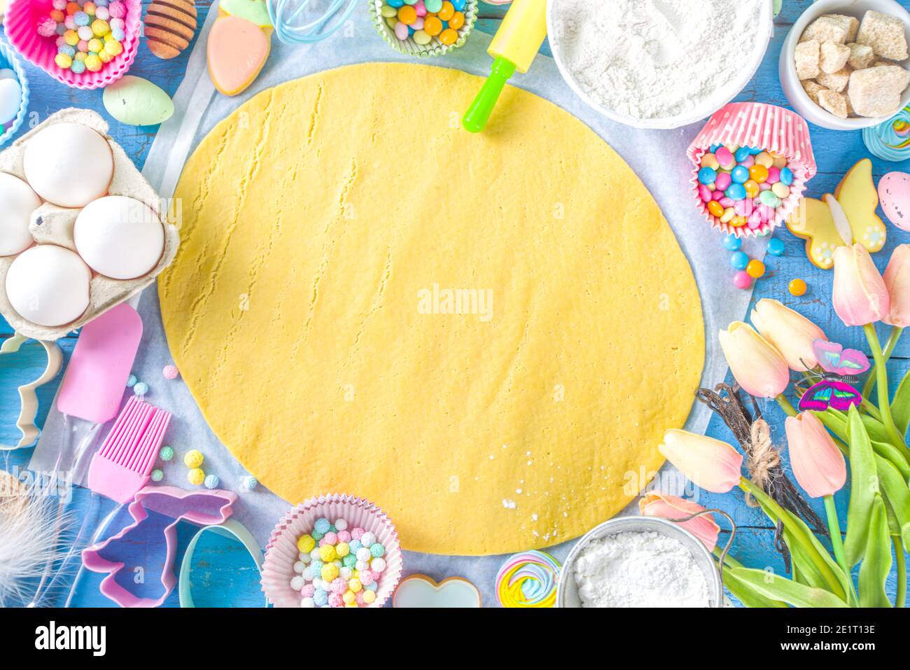 Family homemade holiday Easter pastry concept. Easter baking background ...