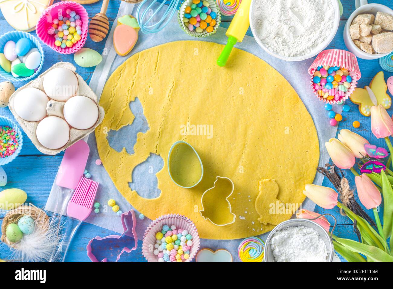 Family homemade holiday Easter pastry concept. Easter baking background ...