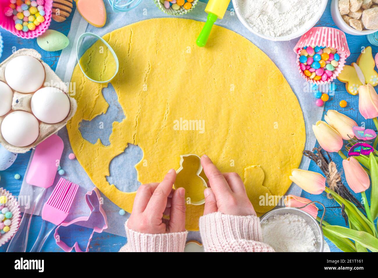 Family homemade holiday Easter pastry concept. Easter baking background ...