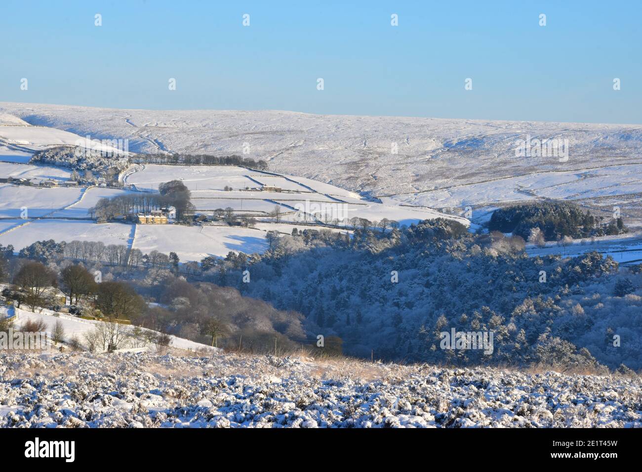 Winter Wonderland, Heptonstall Moor in snow, above Hardcastle Crags and ...