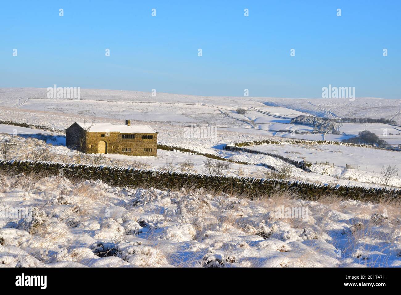 Winter Wonderland, Heptonstall Moor in snow, above Hardcastle Crags and ...