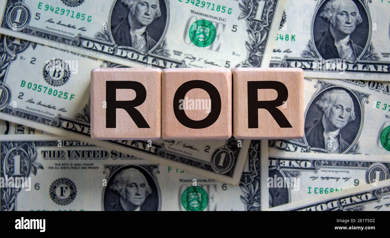 ROR - rate of return symbol. Concept word 'ROR - rate of return' on ...