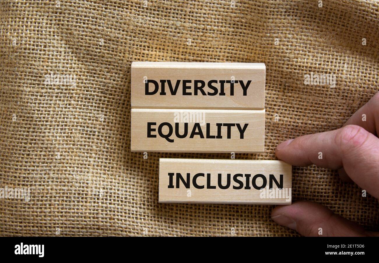 Diversity, equality and inclusion symbol. Wooden blocks with words ...