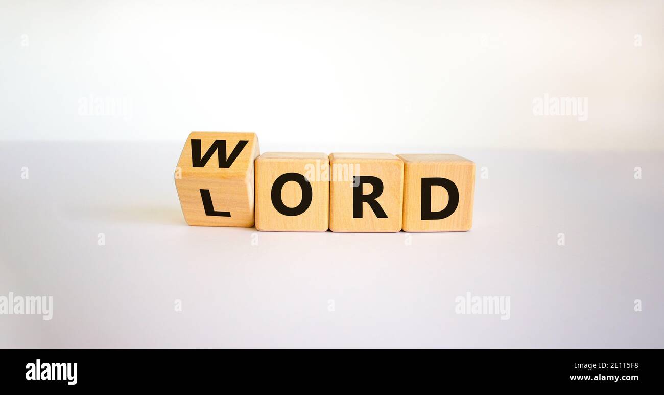 The word of the Lord symbol. Turned the wooden cube and changed the ...
