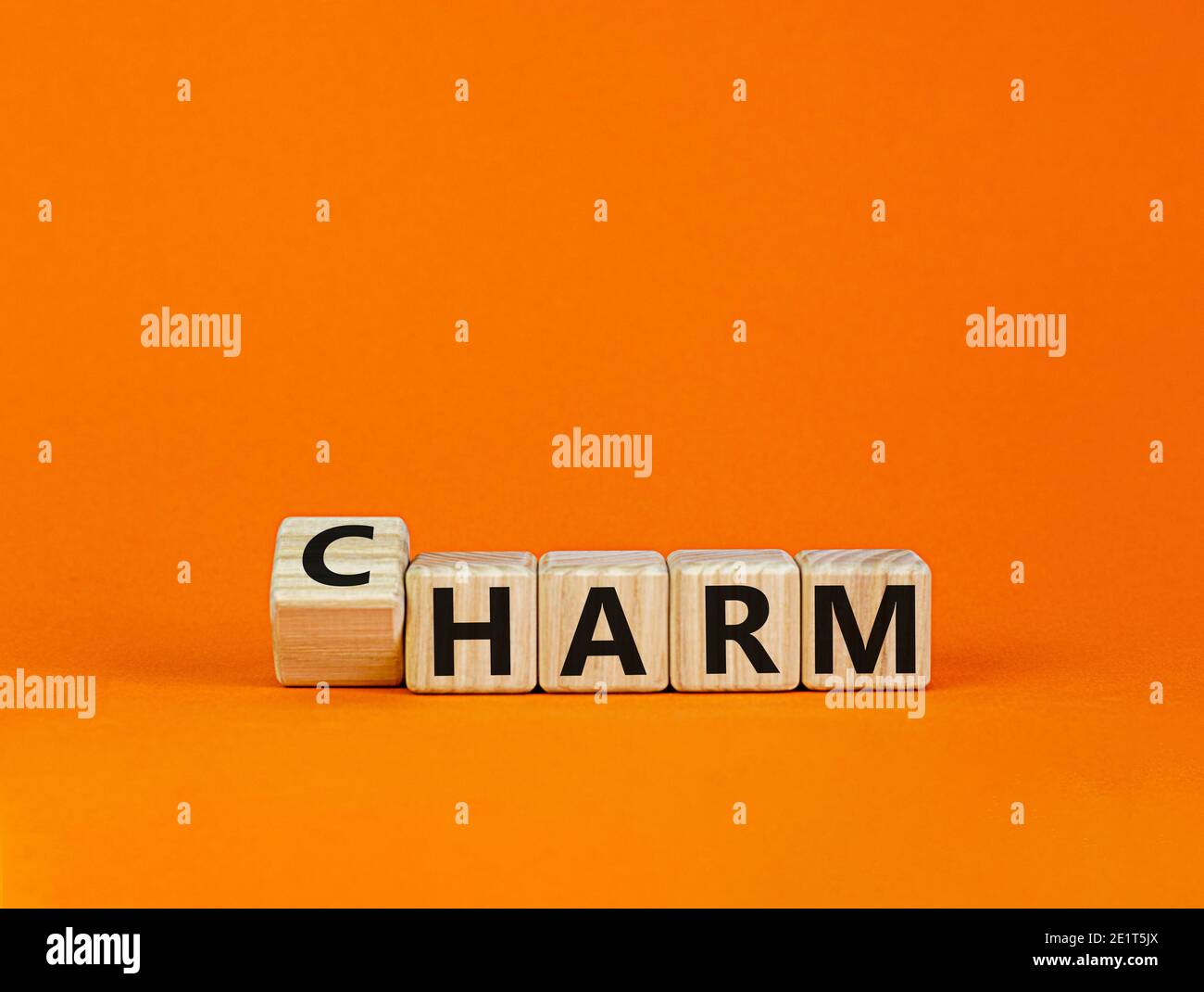 From harm to charm. Turned the cube and changed word 'harm' to 'charm ...