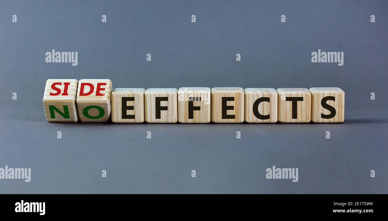 Side or no effects symbol. Turned wooden cubes and changed words 'no ...