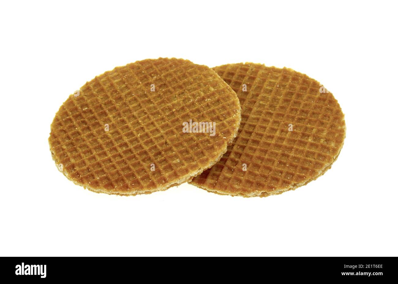 Stack of Dutch stroopwafel cookies or caramel waffles isolated on white ...