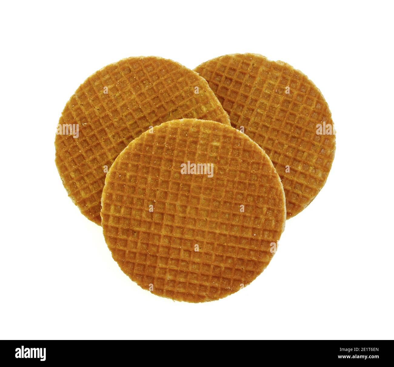Stack of Dutch stroopwafel cookies or caramel waffles isolated on white ...