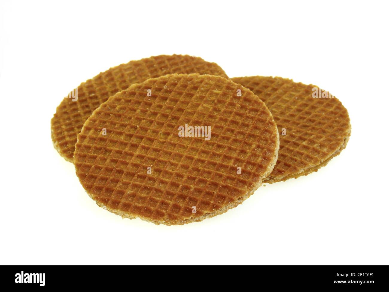Stack of Dutch stroopwafel cookies or caramel waffles isolated on white ...