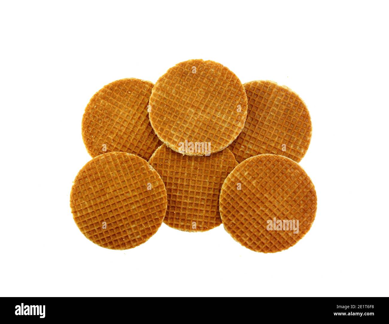 Stack of Dutch stroopwafel cookies or caramel waffles isolated on white ...