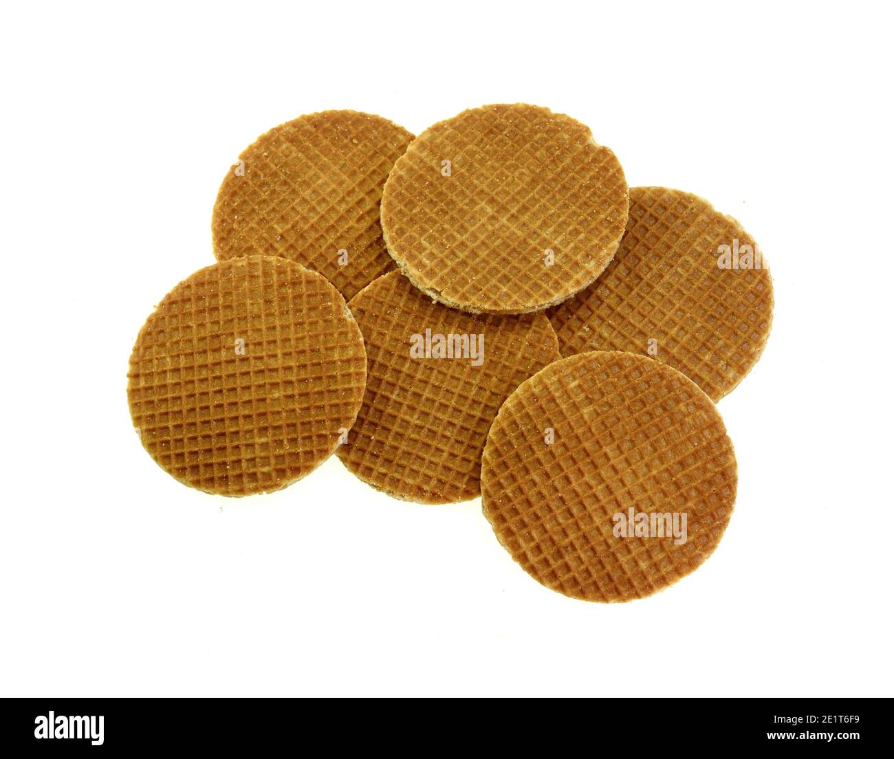Stack of Dutch stroopwafel cookies or caramel waffles isolated on white ...