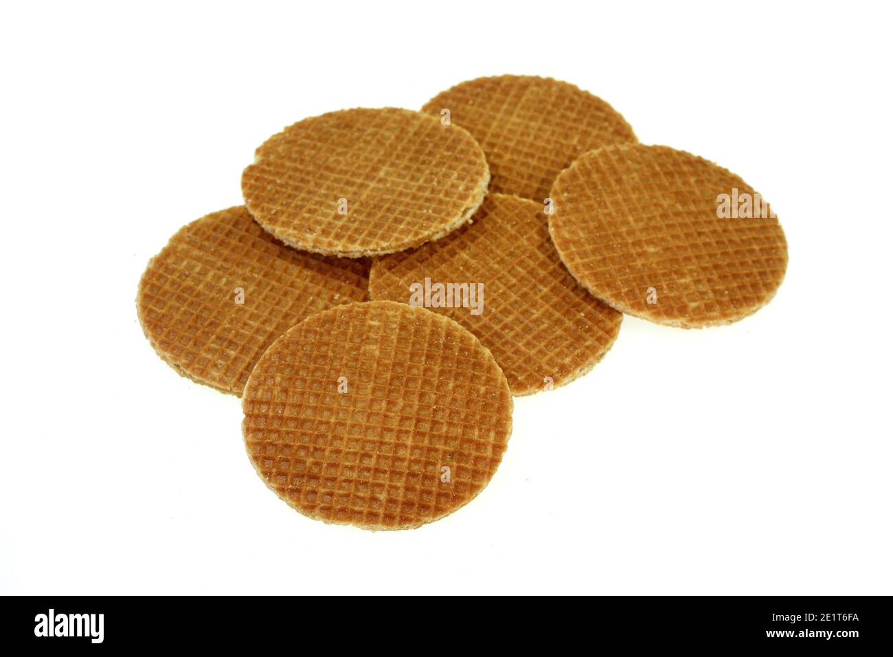 Stack of Dutch stroopwafel cookies or caramel waffles isolated on white ...