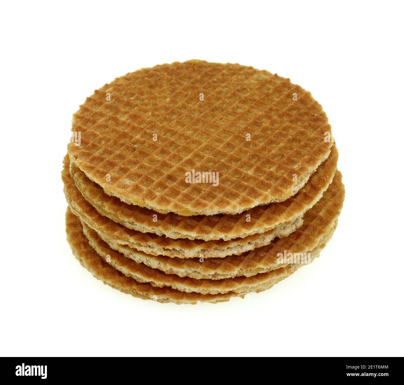 Stack of Dutch stroopwafel cookies or caramel waffles isolated on white ...