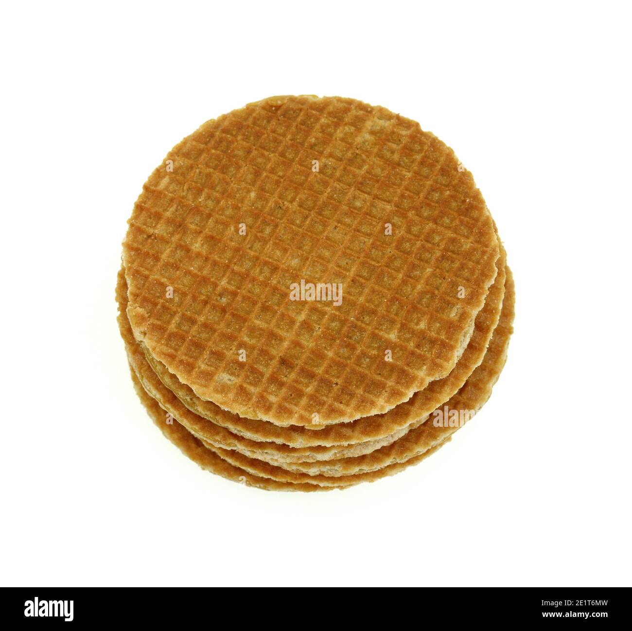 Stack of Dutch stroopwafel cookies or caramel waffles isolated on white ...
