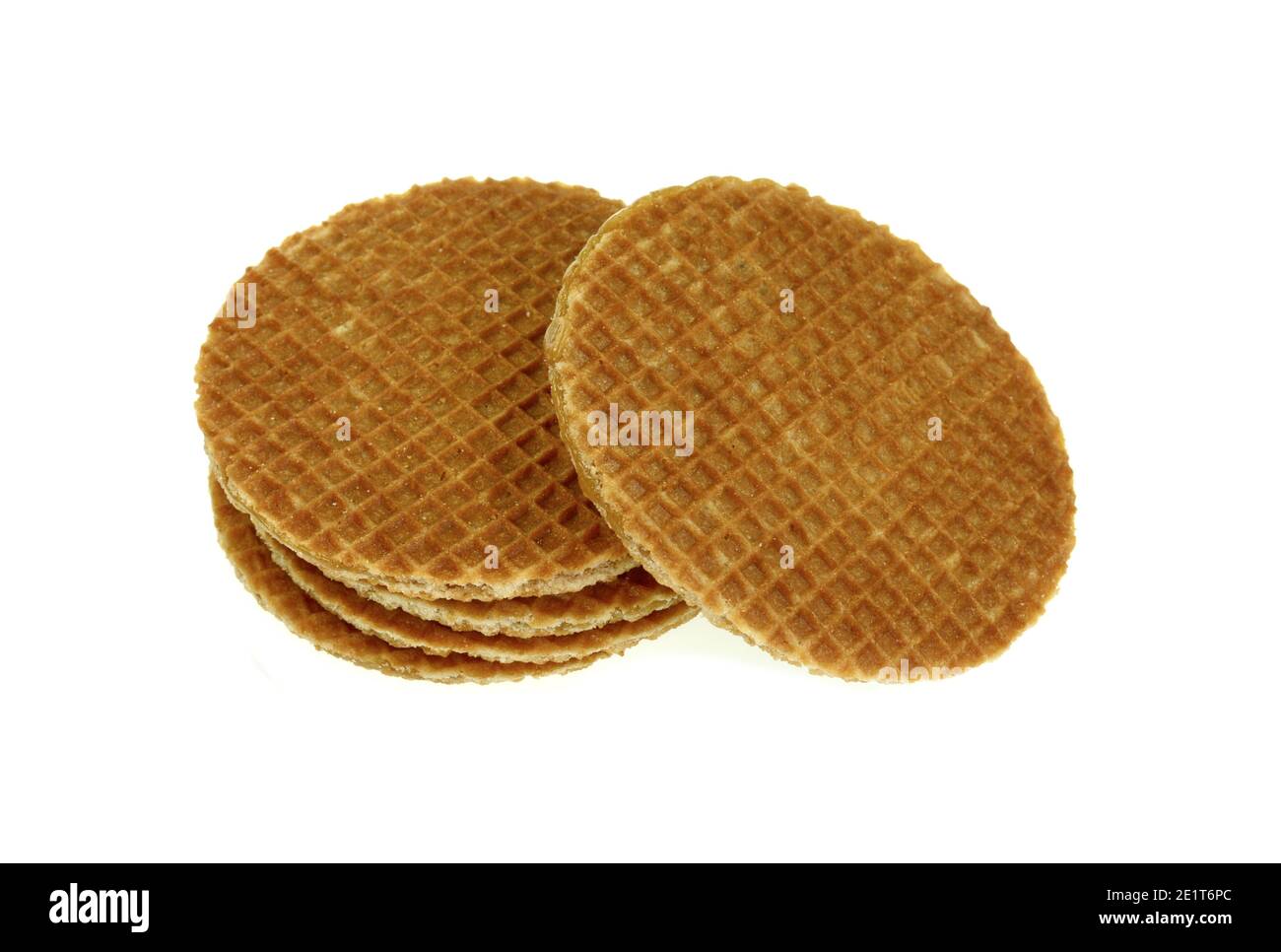 Stack of Dutch stroopwafel cookies or caramel waffles isolated on white ...