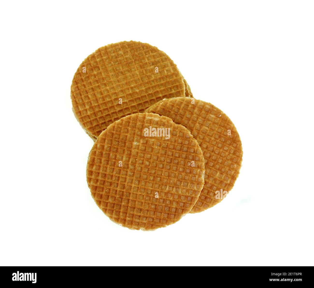 Stack of Dutch stroopwafel cookies or caramel waffles isolated on white ...