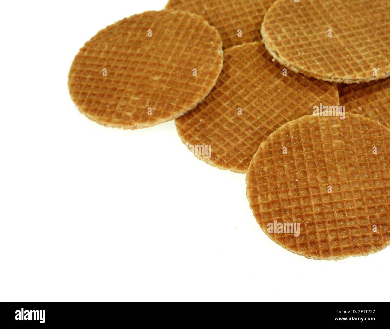 Stack of Dutch stroopwafel cookies or caramel waffles isolated on white ...