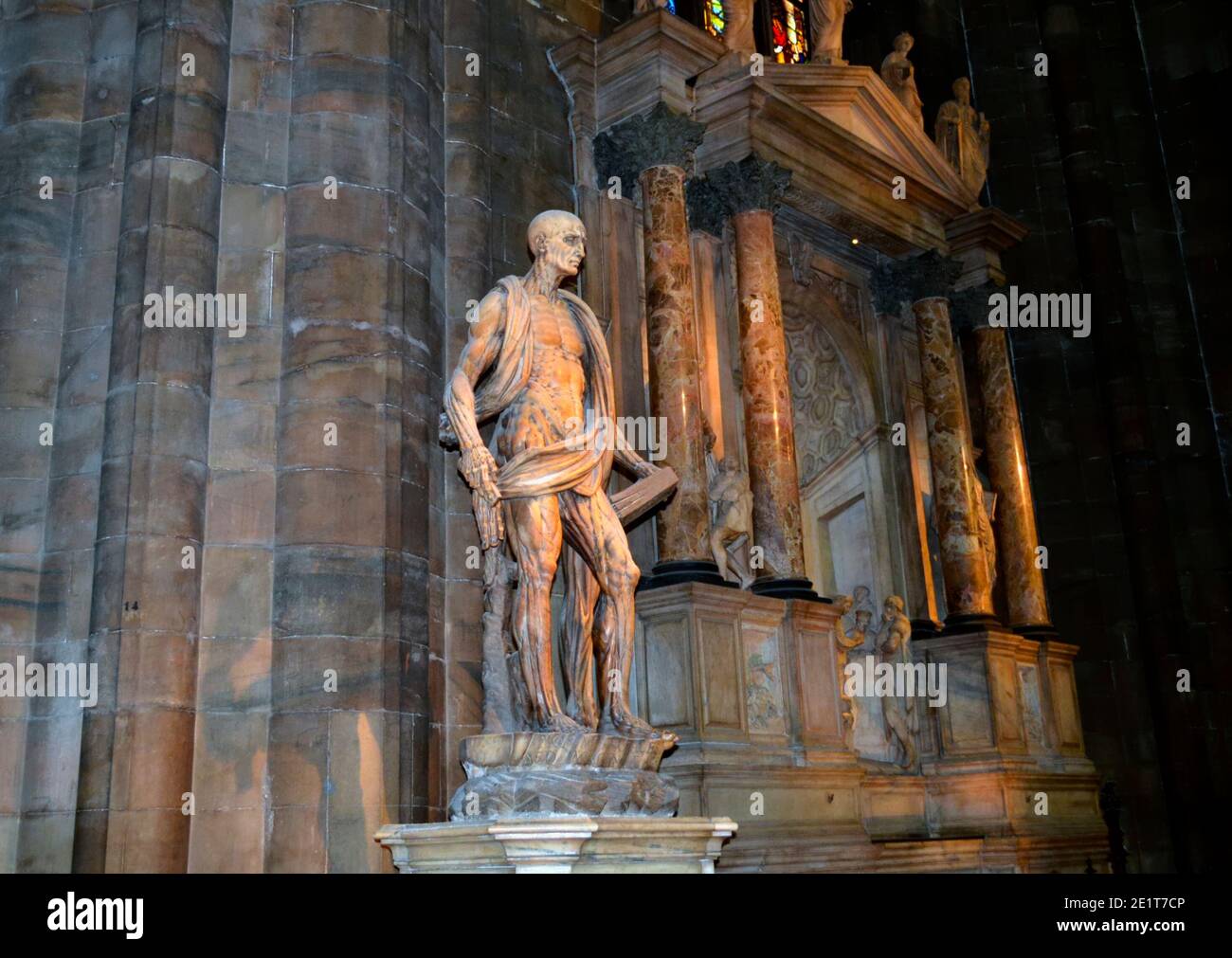 Statue of Saint Bartholomew in Milan Cathedral Stock Photo - Alamy