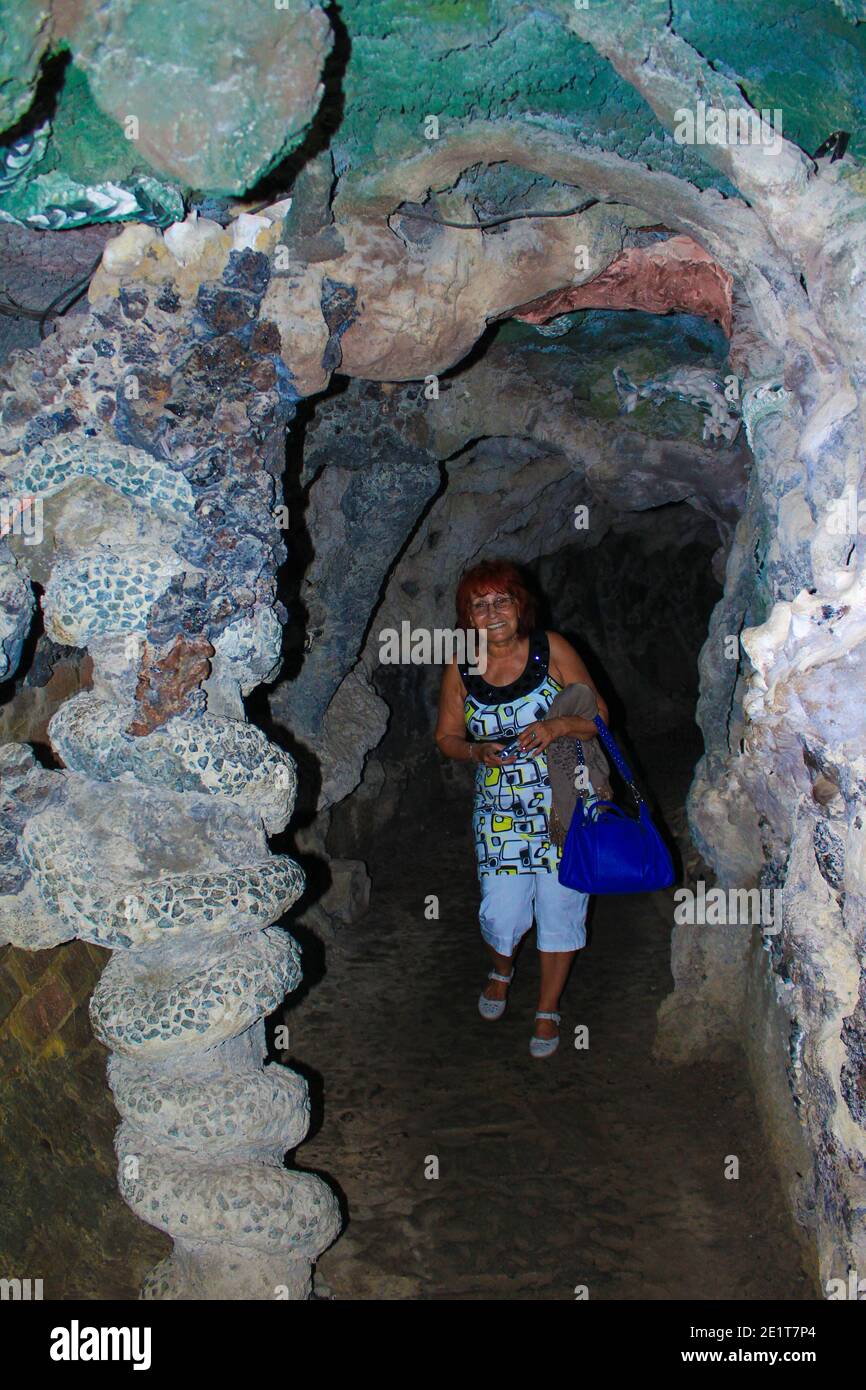 The picturesque grotto of Leeds Castle,The castle and its grounds are a ...