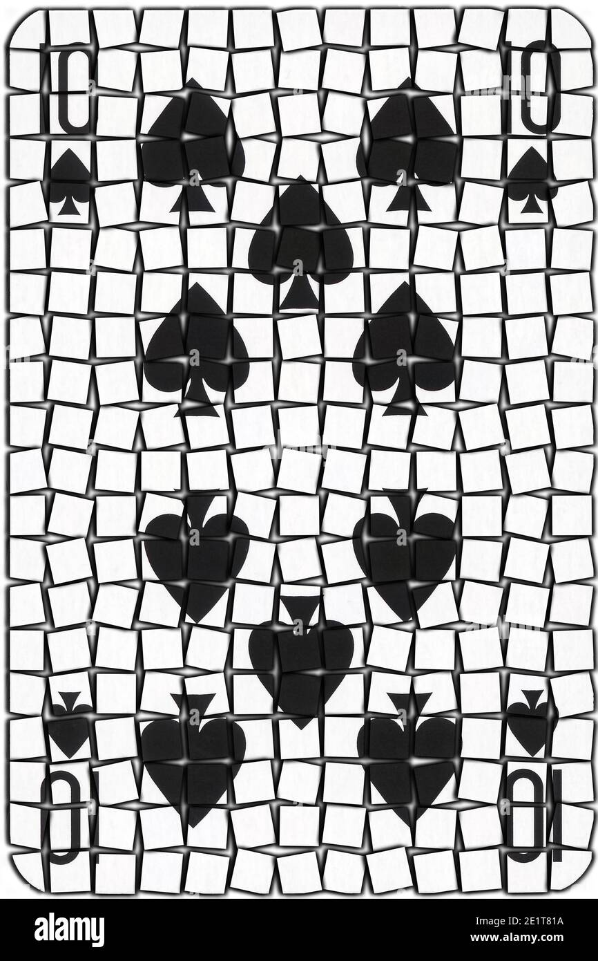 Playing cards in a spade suit, isolated on a white clipped background ...